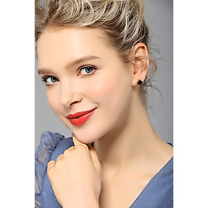 FOSIR Womens Mens 18K Yellow Gold Plated Black Square Clear Cubic Zirconia Stud Earrings(5 Pairs, 3-7mm CZ)