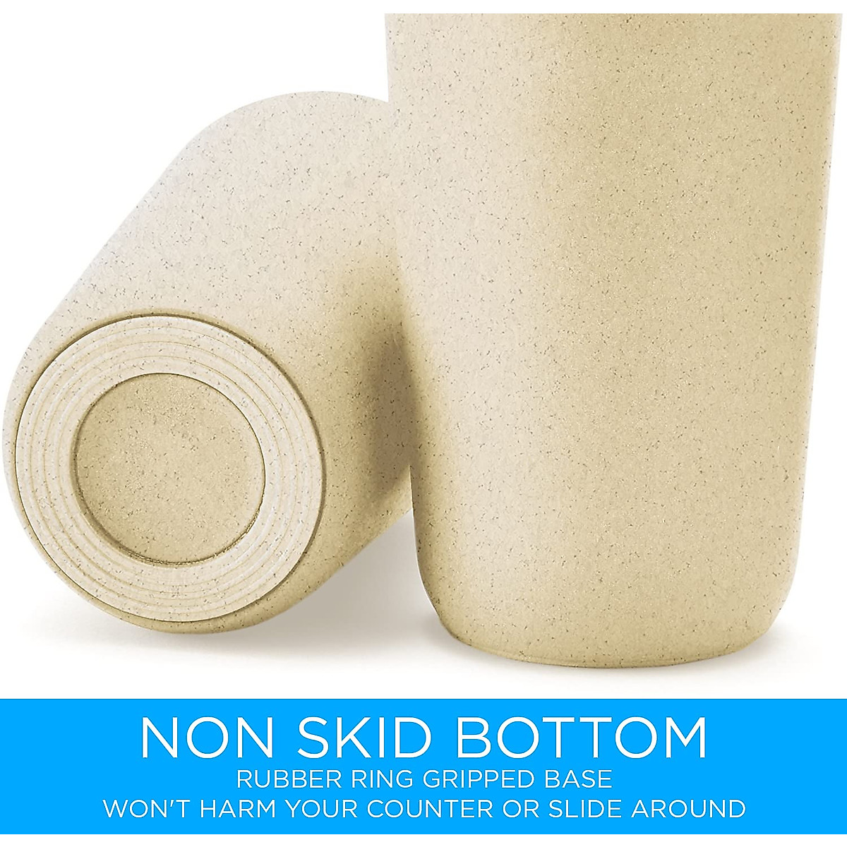 Modern Slim Bamboo Cream Kitchen Utensil Holder Caddy - Rust Proof and Dishwasher Safe Kitchen Utensil Holder for Countertop - Kitchen Utensil Organizer Crock - Great for Spoons, Tongs, Spatulas