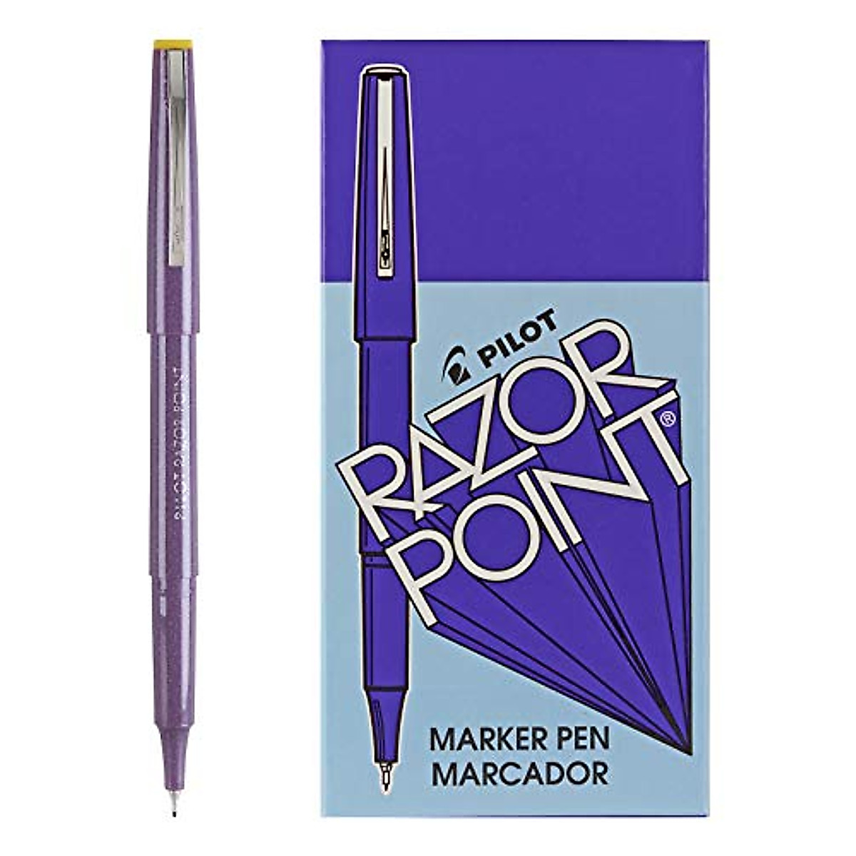 PILOT Razor Point Fine Line Marker Stick Pens, Ultra-Fine Point (0.3mm) Purple Ink, 12-Pack (11013)