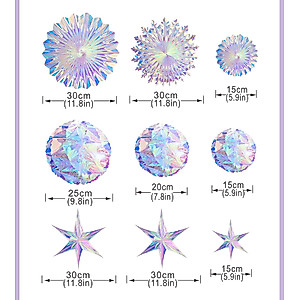 OUZHUHUI Wedding Party Decorations - 9magic Laser Tissue Balls and Stars for Gender-Neutral Baby Showers, Retro Parties, Birthdays,Bridal Showers, Christmas, Country Wedding Decorations