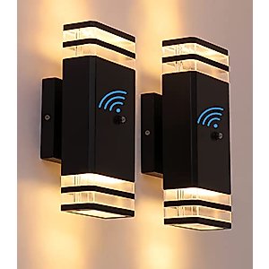 DAKAFUL 2 Pack Dusk to Dawn Sensor Wall Lights, Integrated LED Wall Sconce, 10W 2700K Aluminum Outdoor Lighting, Modern Exterior Light Fixture for Porch Patio Garage