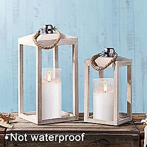 Amagic Acrylic Flameless Candles, Battery Operated Candles, Flickering LED Pillar Candles with Remote Control and Timer, Yellow and Blue Glow, Set of 3