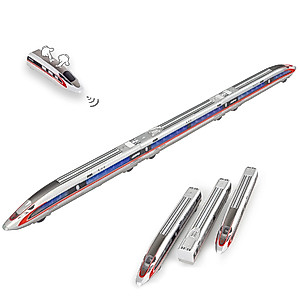 Remote Control Electric Bullet Train Sets, Battery-Powered High Speed Rail Toy with Sound & Light, Die Cast Alloy Model Express Car, Gifts for Kids 3 4 5 6 7 8+