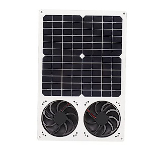 Solar Panel Fan Kit Household Greenhouse Rv Exhaust Fan Pet Portable Chicken Coops Single Crystal 40W Vent Sheds for Double Fan Waterproof 6 Inches Dual Solar Panels
