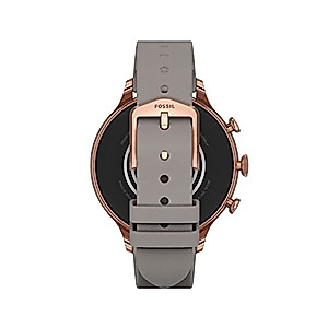 Fossil Unisex Gen 6 42mm Stainless Steel and Leather Touchscreen Smart Watch, Color: Rose Gold, Taupe (Model: FTW6079V)
