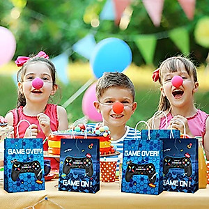 16 Pieces Video Game Party Bags, Gamer Party Favor Goodie Candy Treat Bags with Handle for Kids Boys Video Game Gaming Birthday Party Supplies Decorations