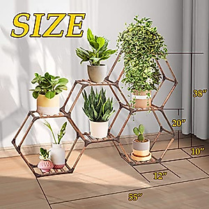 SUZAMI Hexagonal Plant Stand - Durable 7-Tier Indoor & Outdoor Shelves