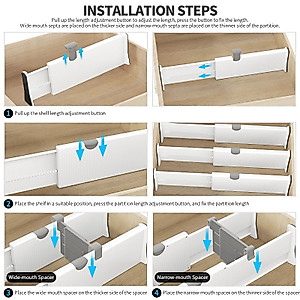 ACDRIME Drawer Dividers Organizer 5 Pack, Expandable Drawer Divider with 8 Inserts, Kitchen Drawer Organizer, for Bedroom, Kitchen & Office Organizer and Storage - Expandable from 11-17", 4" High