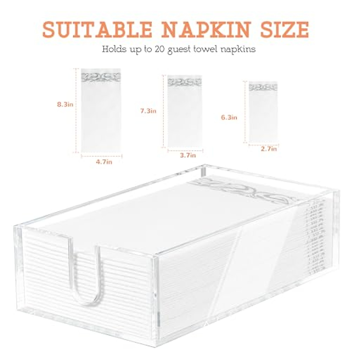 Acrylic Napkin Holder, Clear Modern Design Guest Towel Holder Tray for Bathroom, Acrylic Hand Towel Holder for Bathroom, Kitchen, Acrylic Tray Perfect for Paper Hand Towels & Bathroom Accessories