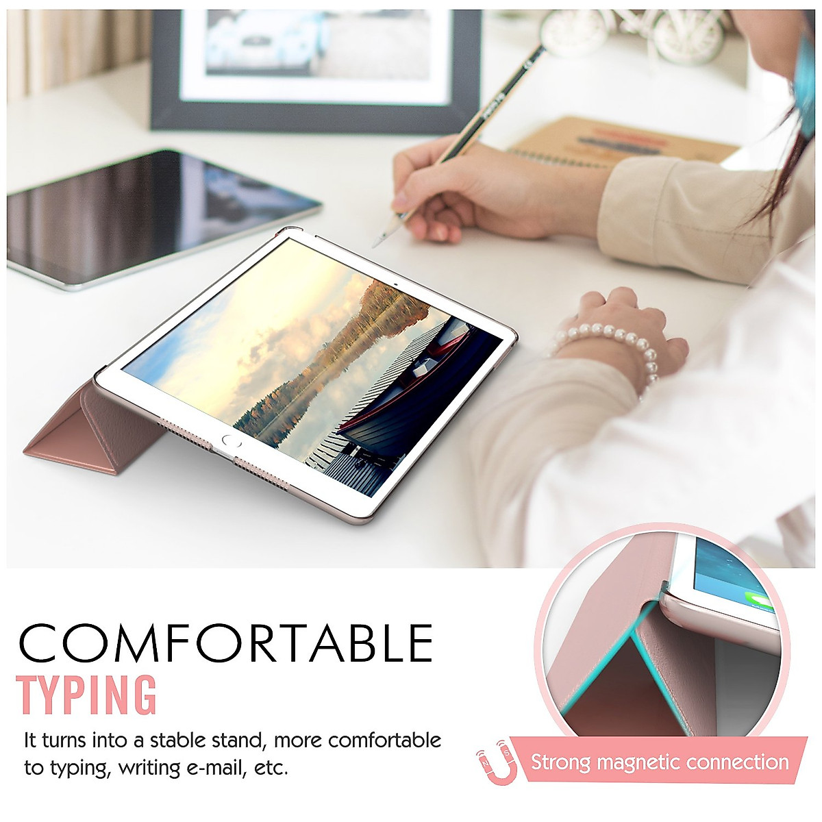 MoKo Case Fit iPad Air 2 - Slim Lightweight Smart Shell Stand Cover with Translucent Frosted Back Protector Fit iPad Air 2 9.7" Tablet, with Auto Wake/Sleep, Rose Gold