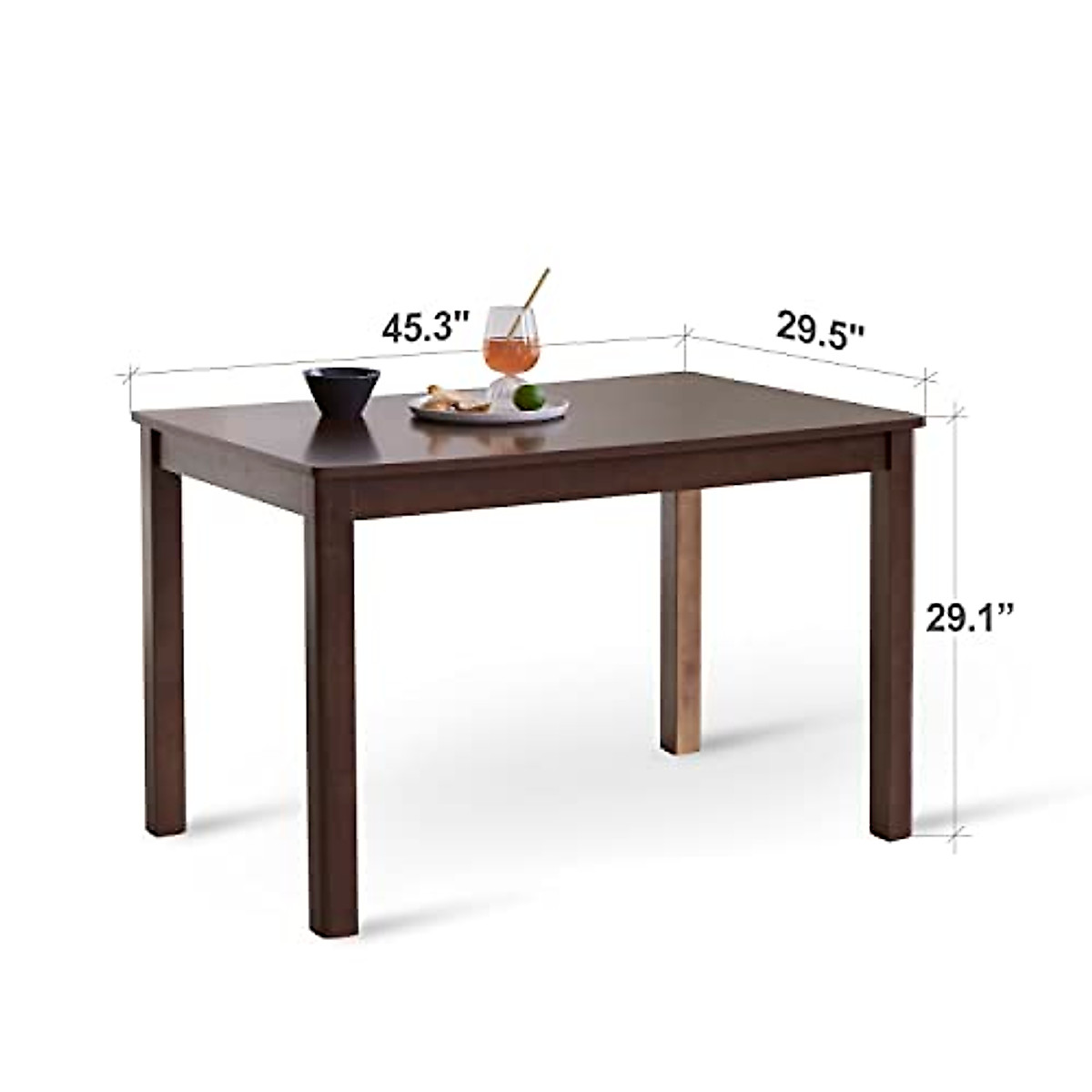 Livinia 5 Piece Cabin Wooden Dining Room Table Set with 4 Ladder Back Chairs (Walnut)