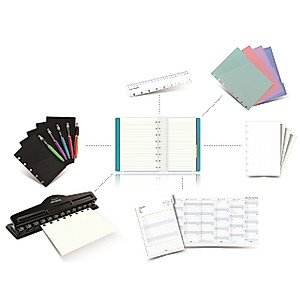 Filofax REFILLABLE NOTEBOOK CLASSIC, 10.8" x 8.5" Black - Elegant leather-look cover with moveable pages - Elastic closure, index, pocket and page marker (B115101U), Letter Size