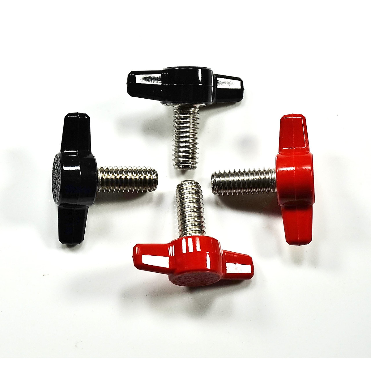5/16”-18 x 3/4" Thumb Screw Stainless Steel Red/Black Thumbscrews Tee Wing Thumb Screws Coarse Threads Plastic Knob Thumbscrew Stud 3/4" - Built in USA - Packs of 2,4,or 8pc’s (4)