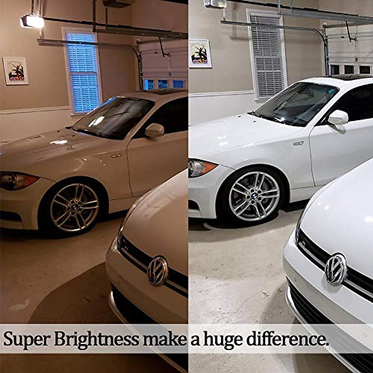 Mopzlink Garage Light, Deformable Multi-Direction LED Garage Ceiling Lights 6000 Lumen, Tribright 60W LED Garage Lighting, Garage Basement Warehouse Ceiling Light Fixture (6000K, Daylight)