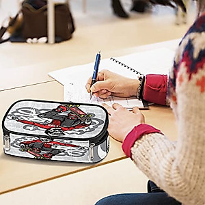 GzLeyigou Skull Skateboard Pencil Case Pen Holder Large Capacity Stationery Organizer Pen Bag with Zipper Pencil Pouch Makeup Brush Bag for Adult Teen Boy Girls Students School College Work Office