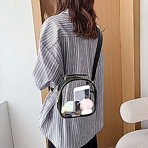 Enkrio Clear Bag Stadium Approved Clear Purses for Women Stadium with Adjustable Strap Clear Crossbody Bag for Concerts Sports Events Festivals (Black)