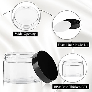 TUZAZO 4 Oz Plastic Container Jars with Lids BPA Free, 24 Pack Empty Round Clear Cosmetic Slime Jars for Lotion, Cream, Ointments, Body Butter, Makeup, Travel Storage