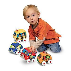 Melissa & Doug Pull-Back Vehicle: K's K i d s Series Learning Toy Set Bundle with 1 Theme Compatible M&D Scratch Fun Mini-Pad (09168)