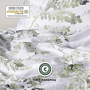 Intelligent Design Reversible 100% Cotton Sateen Duvet-Breathable Comforter Cover,Modern All Season Bedding Set with Sham(Insert Excluded),Judith,Palm Leaf GreenFull/Queen(90"x90")