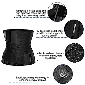 OLIOMES Women Waist Trainer Corset Sauna Trimmer Belt Slim Belly Band Tummy Wrap Sport Girdle Workout Cincher Body Shaper Black