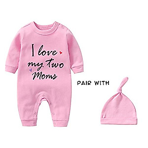 YSCULBUTOL Baby Twins Baby Boy Girl Romper Mothers Day I love My Two Mom Newborn Baby Clothes Set (pink mother love two 3m)
