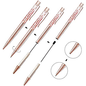 ZZTX 10 Pcs Rose Gold Ballpoint Pens Metal Pen Bling Dynamic Liquid Pieces Pen With Refills Black Ink Office Supplies Gift Pens For Christmas Wedding Birthday