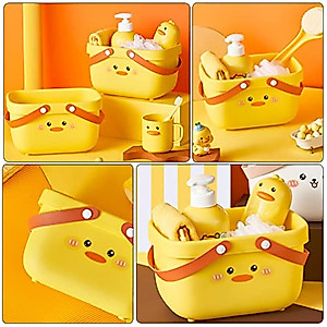 Zerodeko Shower Caddy Basket Tote Portable Storage Organizer Cartoon Duck Bathroom Toiletry Basket with Handles for Shampoo Soap Cosmetics Beauty Product