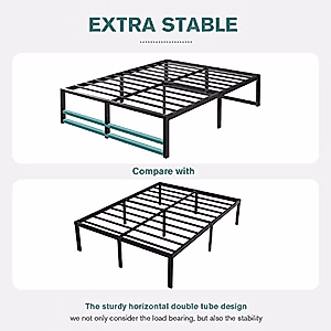 IMUsee 14'' Metal Platform Queen Bed Frame with Strong Steel Slats Support / Sufficient Storage Space / Mattress Foundation / No Box Spring Needed / Easy Assembly