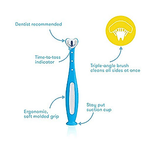 Frida Baby Triple-Angle Toothhugger Training Toothbrush for Toddler Oral Care, Blue