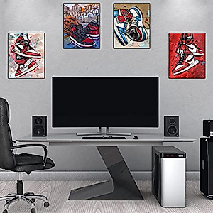 bcf Sneaker Posters Hypebeast Room Decor Shoes Prints Sneakerhead Posters Aesthetic Cool Posters for Teens Boys Guys Men Room Dorm Bedroom Wall Art Decor,Set of 4 Unframed(8''x10''inches).