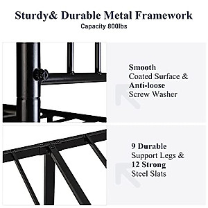 Allewie King Size Metal Platform Bed Frame with Chic Headboard and Footboard, Modern Design with Large Storage Space, No Box Spring Needed, Easy Assembly, Black