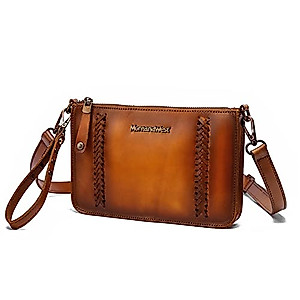 Montana West Crossbody Bags for Women Genuine Leather Cell Phone Purse Wallet Shoulder Bag Travel Purse MWG01-9063BR