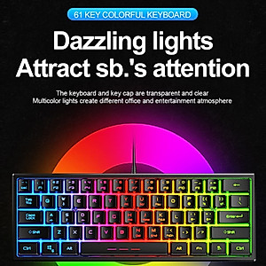Acogedor Backlit Mechanical Gaming Keyboard,Mini Compact Wired 61 Keys Keyboard with Ergonomic Design,USB Portable PC Keyboard for Home Office Laptop Work Gaming