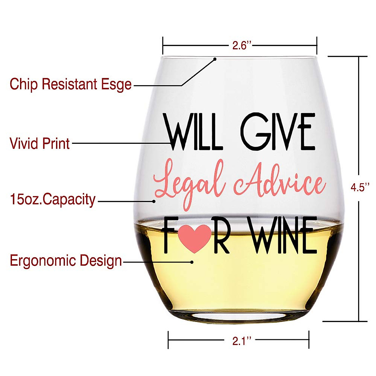Perfectinsoy Will Give Legal Advice For Wine Glass, Funny Drinking Lawyers Gift, Paralegal Gifts, Attorney Gifts, Legal Assistant Gifts, Law Student Gifts, Lawyer Gifts for Women, Sister