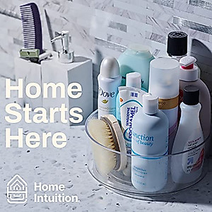 Home Intuition Round Plastic Lazy Susan Turntable Food Storage Container for Kitchen (1 Pack)