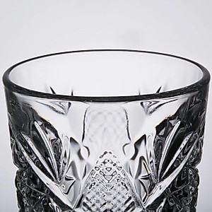 Hobstar Double Old Fashioned Glasses 12oz / 340ml - Set of 4 - Vintage Cut Glass Whisky Tumblers by Libbey