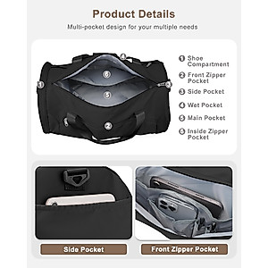 Weekender Bags For Women Men With Shoe Compartment Travel Bags For Women Men Large Duffel Bags For Traveling Gym Duffle Bag Travel Duffel Bags Black