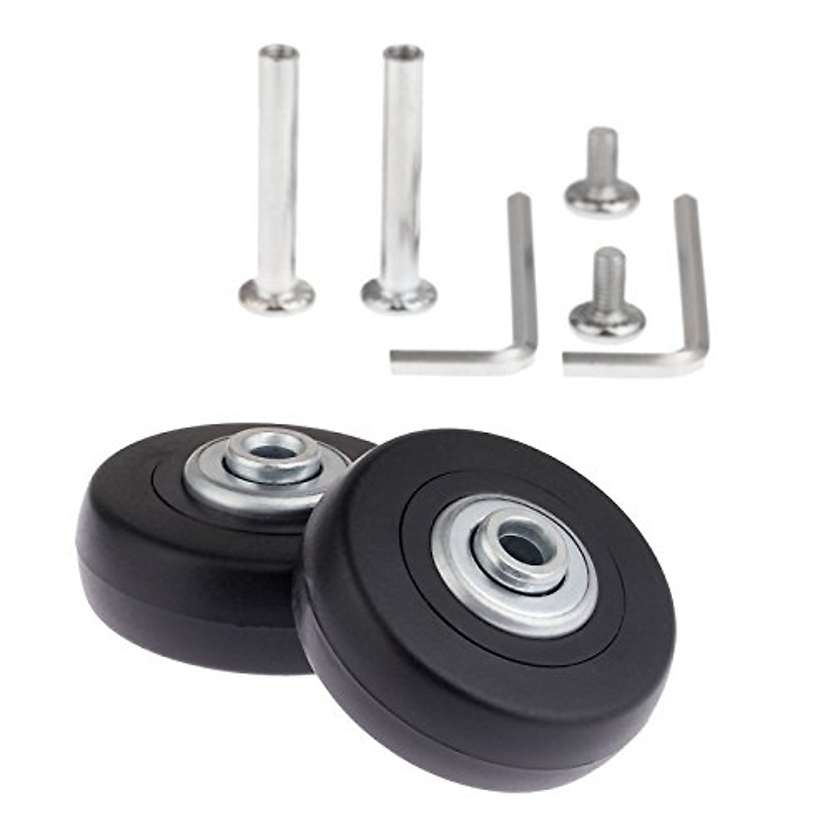Mtsooning 2Set Suitcase Luggage Replacement Wheels, 50x18mm Wear-Resistant Mute Inline Skate Wheel, Rubber Swivel Caster Wheel Bearing Repair Kit