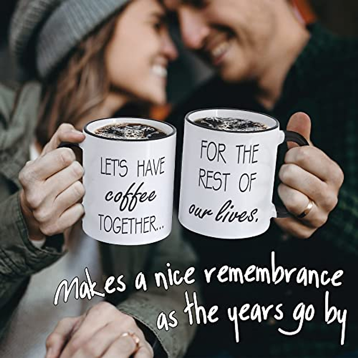 Mustry Couple Mugs Set for Him and Her, Ideal Engagement Gifts for Couples on Any Occasions Like Valentines Day Gifts, Anniversary and Wedding