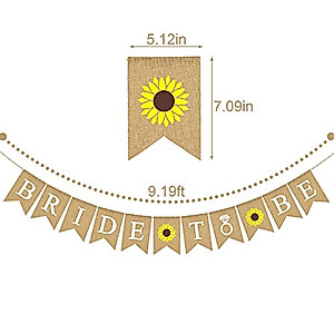 Rainlemon Bride to Be Banner Jute Burlap Sunflower Bridal Shower Party Decoration