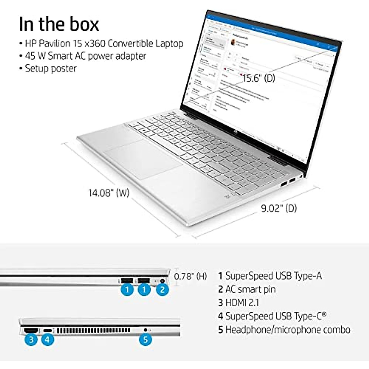 HP Newest x360 Touchscreen 15.6 FHD Business Laptop, Intel Core i5-1235U (Beat i7-1165G7), 24GB RAM, 512GB PCIe SSD, Backlit Keyboard, Iris Xe Graphics, Webcam, Wi-Fi, Win11, GM Accessories