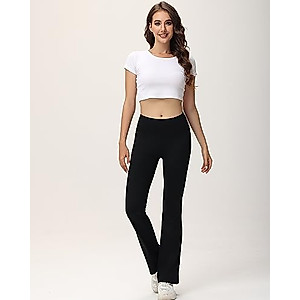 LAOARA Women Bootcut Yoga Pants Crossover Tummy Control Workout Legging High Waist Stretch Pants Black L