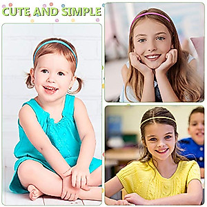 WILLBOND 24 Pieces Thin Satin Headband 5 mm Craft DIY Fabric Covered Ribbon Headbands Narrow Plain Headband for Women, 24 Colors