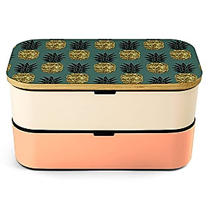 Pineapples Bento Lunch Box Leak-Proof Bento Box Food Containers with 2 Compartments for Offce Work Picnic Yellow-Style