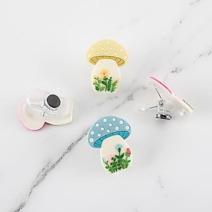 COOK WITH COLOR Cute Bag Clips - Magnetic Snack Clips for Airtight Seal, Floral Mushrooms, Pack of 8