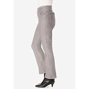 Woman Within Women's Plus Size Flex-Fit Pull-On Bootcut Denim Jean - 14 W, Grey Denim