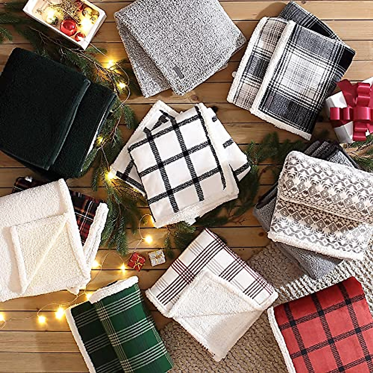 Eddie Bauer - Throw Blanket, Cotton Flannel Home Decor, All Season Reversible Sherpa Bedding (Union Bay Red, Throw)