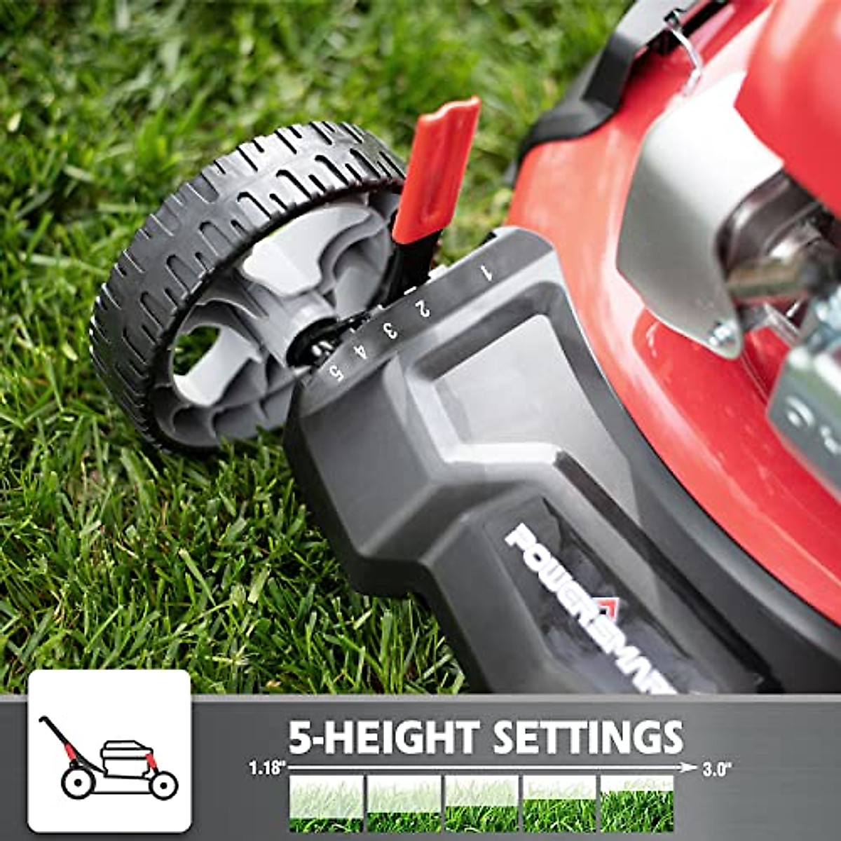 PowerSmart 21 in. 144cc 2-in-1 Walk-Behind Gas Lawn Mower, Mulching Push Lawn Mower, Red (DB8621CRX)