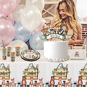 Woodland Creatures Party Supplies Baby Shower Decorations, Forest Animal Friends Theme Party Supplies, 32 Guests Dinner Plates, Dessert Plates,9 oz Cups and Napkins for Baby Shower and Birthday Party