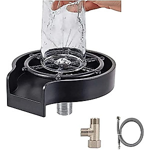 GORDEE Kitchen Sink Glass Rinser, Bottle Cup Washer Cleaner Accessories Specially Designed for Kitchen Bar, Powerful Automatic Flushing Device, Matte Black